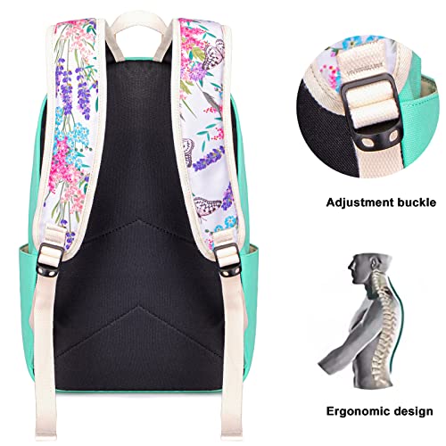 Bluboon Canvas Bookbags School Backpack Set Laptop Schoolbag for Teens Girls Middle School