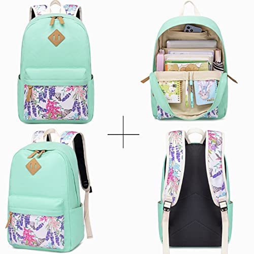 Bluboon Canvas Bookbags School Backpack Set Laptop Schoolbag for Teens Girls Middle School
