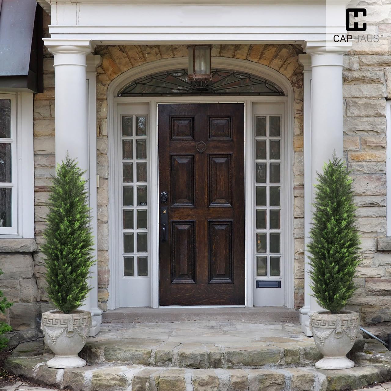 Fencer Wire 3 Feet, 36 Inch Artificial Cedar Tree Set of 2, Natural Faux Plants for Outside Planters, UV Resistant, Fake Boxwood Topiary with Dried Moss, Artificial Tree Indoor, Outdoor Patio Decor