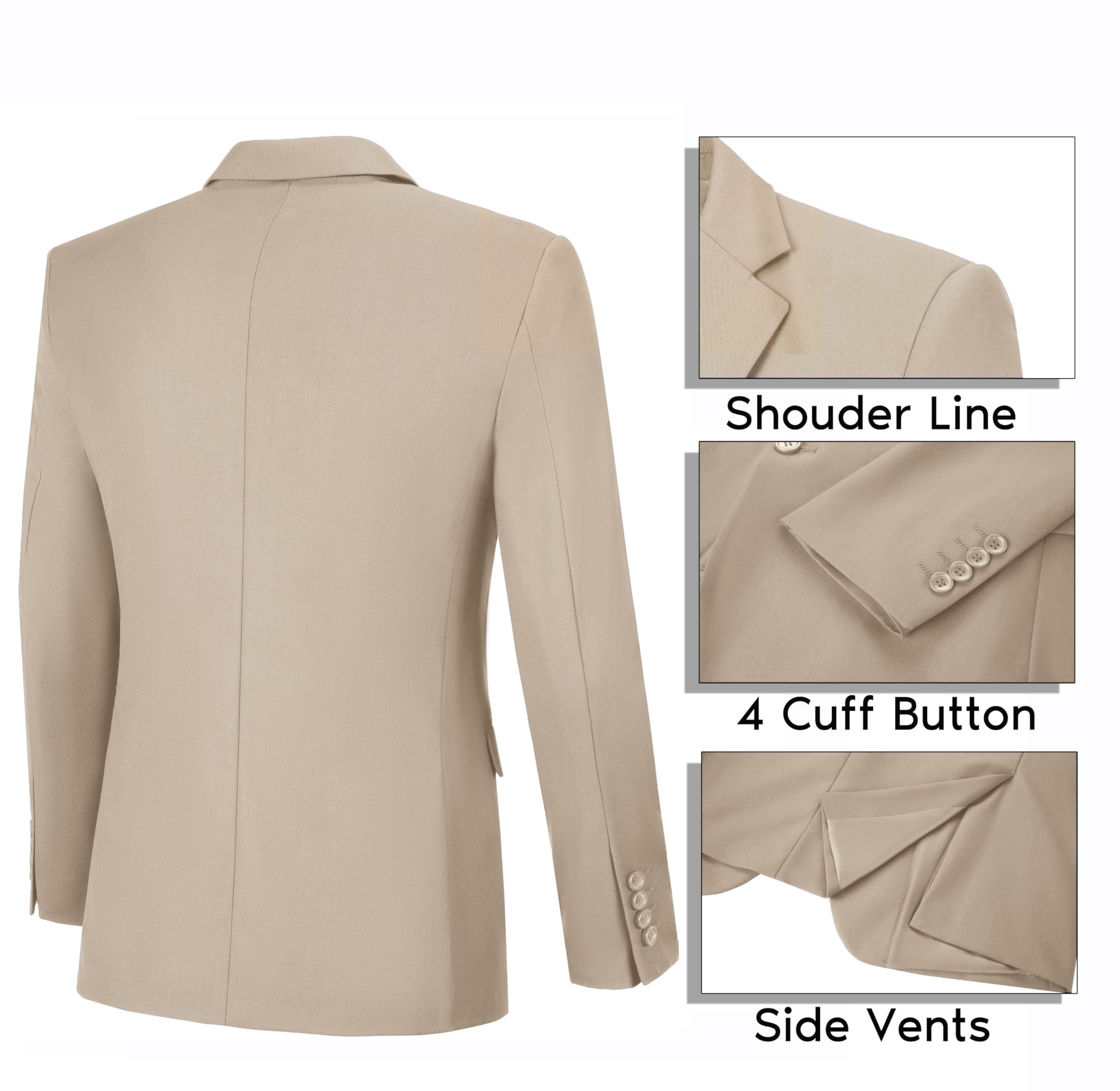 Men's Suit Jacket Casual Sport Coats Lightweight Party Champagne Slim Fit Blazer Groomsmen Coat Two Button Tuxedo Suits L