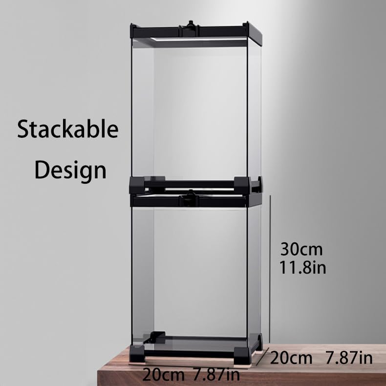 SARUFO Reptile Terrarium (9Pieces) 8 * 8 * 12 Amphibian Vertical Habitat Tank Starter Kit, Suitable for Small Reptiles Such as Geckos, Snakes, Lizards, Chameleons, Serpents(8 * 8 * 12 inchs)