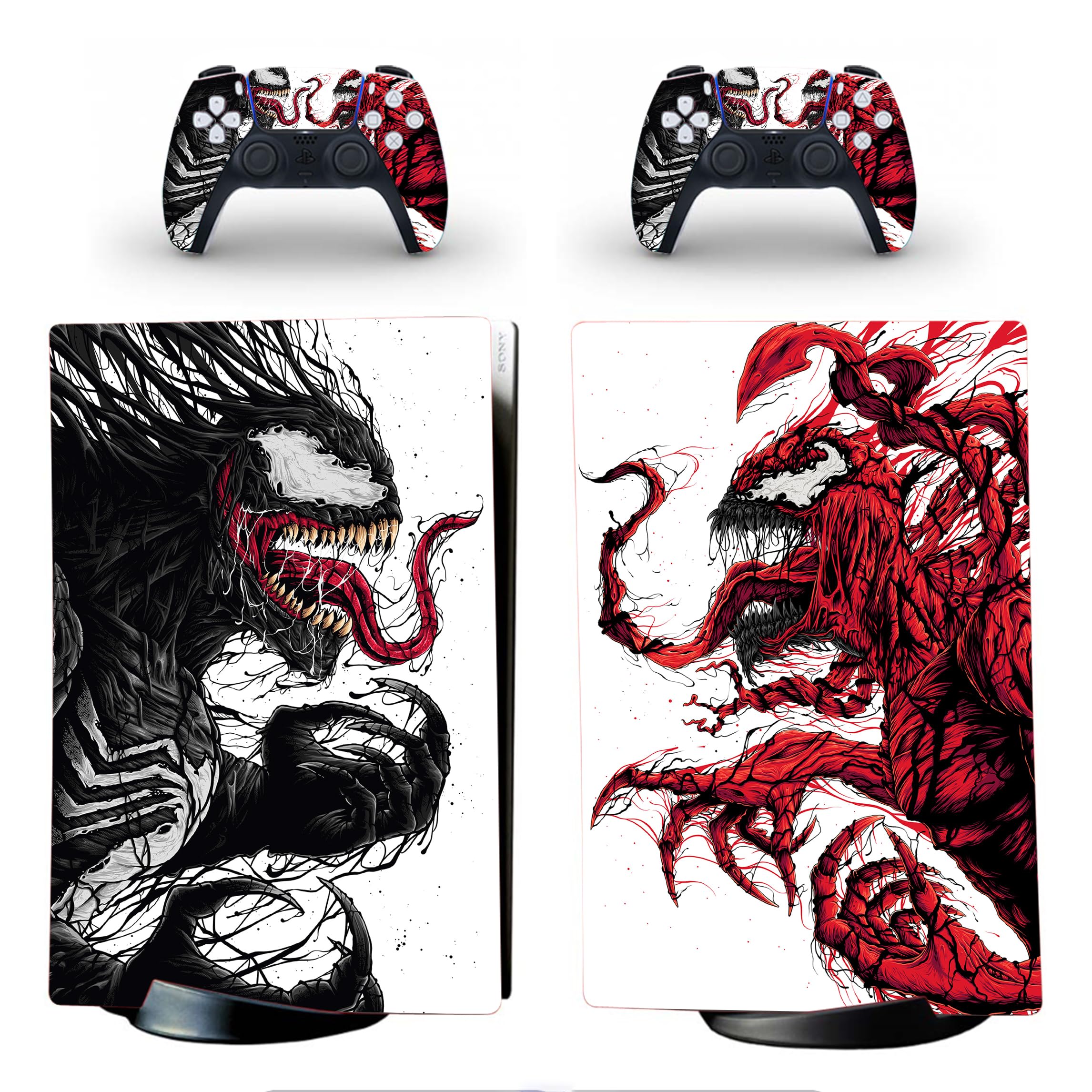 Vanknight Standard Digital Console Decals Sticker Controllers Cover Super Hero Skin Compatible with PS5 Digital Console Aliens