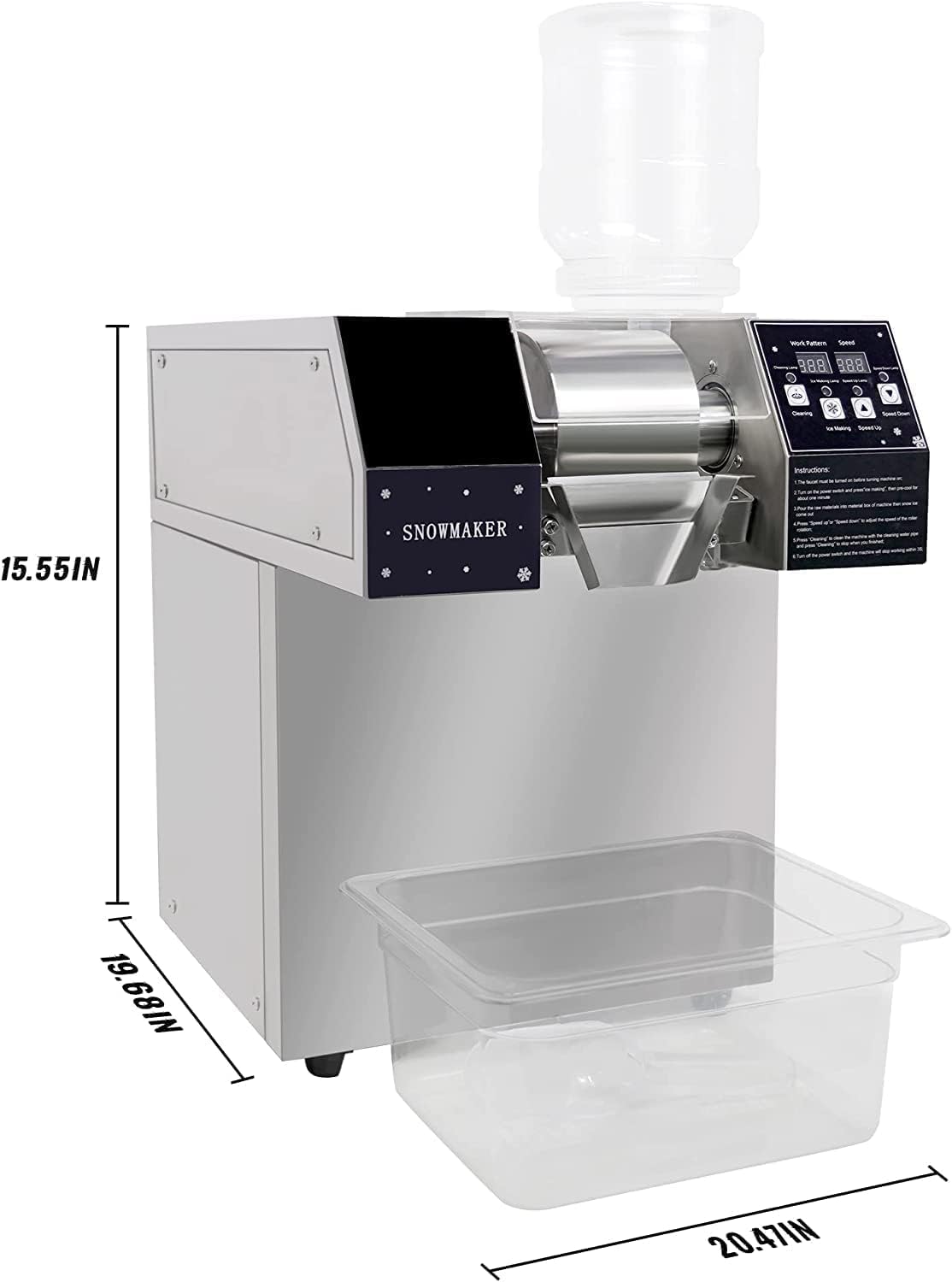 Snow Ice Machine Automatic Electric Ice Crusher and Ice Shaved Machine,1200W Water Cooled Countertop Snow Cone Slushie Maker With Stainless Steel Blade, Snowflake Machine For Commercial Use-485LBS/Day
