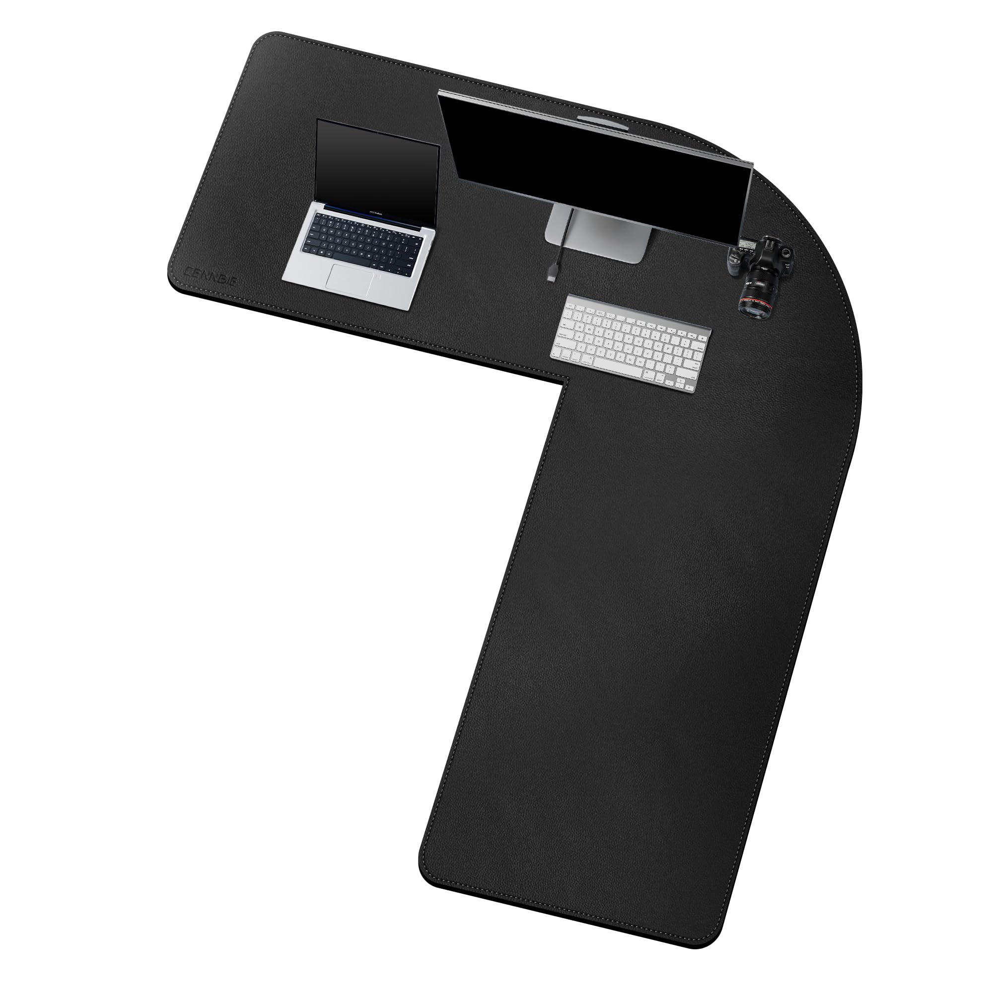 CENNBIE Dual Sided L Shaped Desk Pad,‎‎35.5x43.3x13 inches Corner Leather Desk Pad,l Shaped Desk Gaming mat,Waterproof l Shaped Leather Mouse pad,Home Office Accessories Corner Desk Mat(Black)