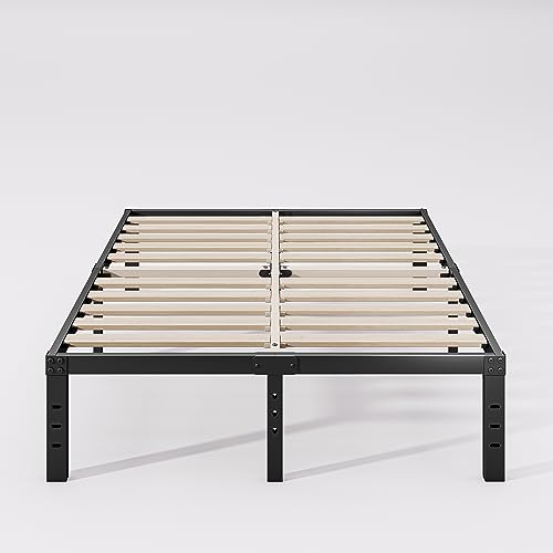 Cleaniago California King Size Metal Platform Bed Frame Wooden Slats Support, 14 Inch High, No Box Spring Needed,Heavy Duty 3500 Pounds Support,Easy Assembly,Noise Free, Black