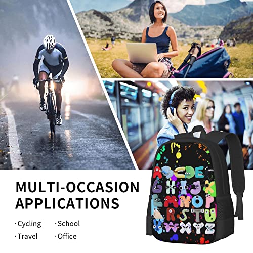 OOIL Alphabet Lore Unisex Cartoon Backpack Travel Bag Teens Game Bag Casual Backpack
