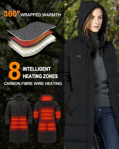TRUNYAQI Long Winter Coats for Women, Women's Winter Coat Heated Jacket