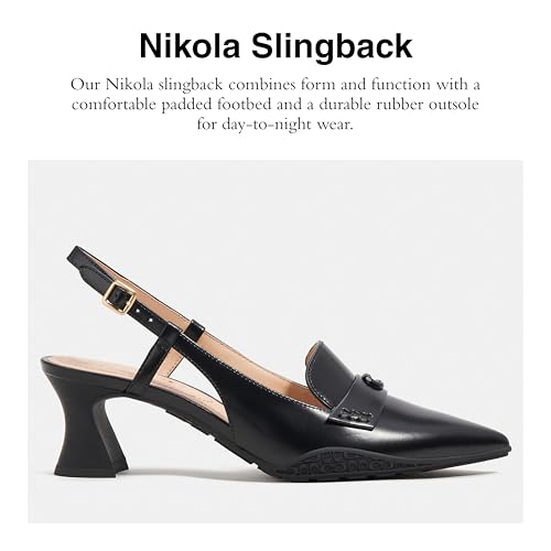 Coach Women's Nikola Leather Hybrid Slingback Pump, Black, 7
