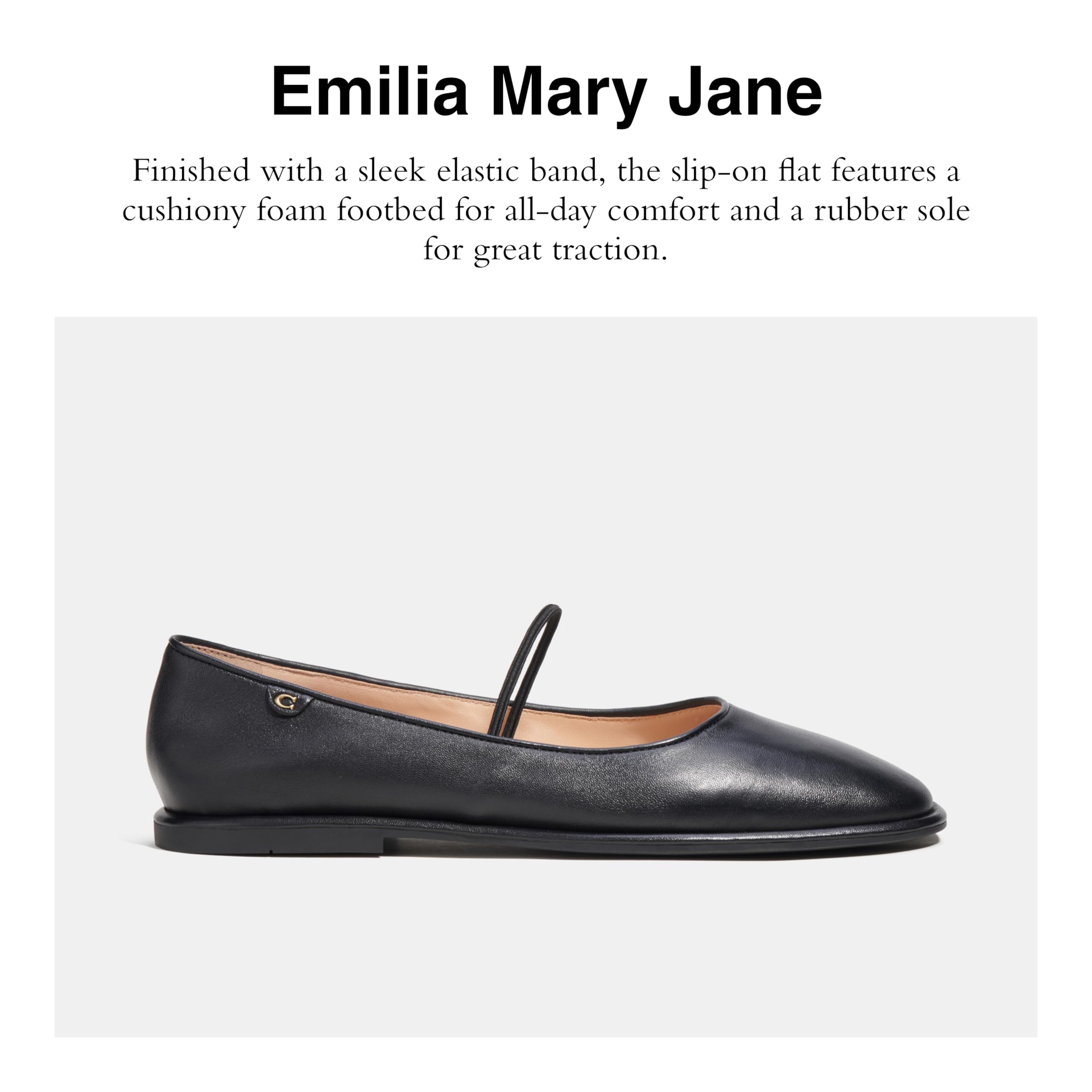 Coach Women's Emilia Mary Jane Flat, Black, 7