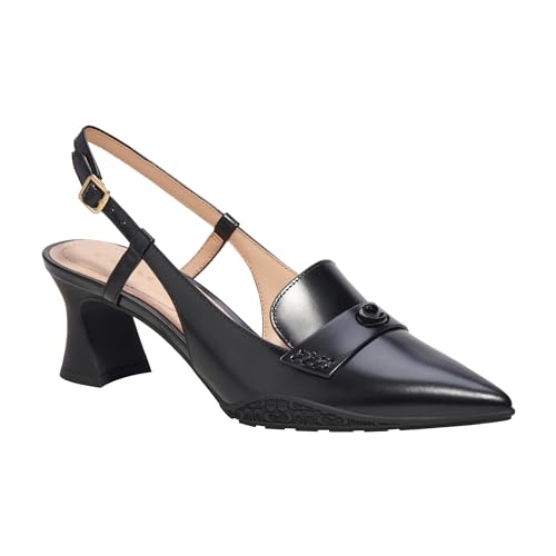 Coach Women's Nikola Leather Hybrid Slingback Pump, Black, 7