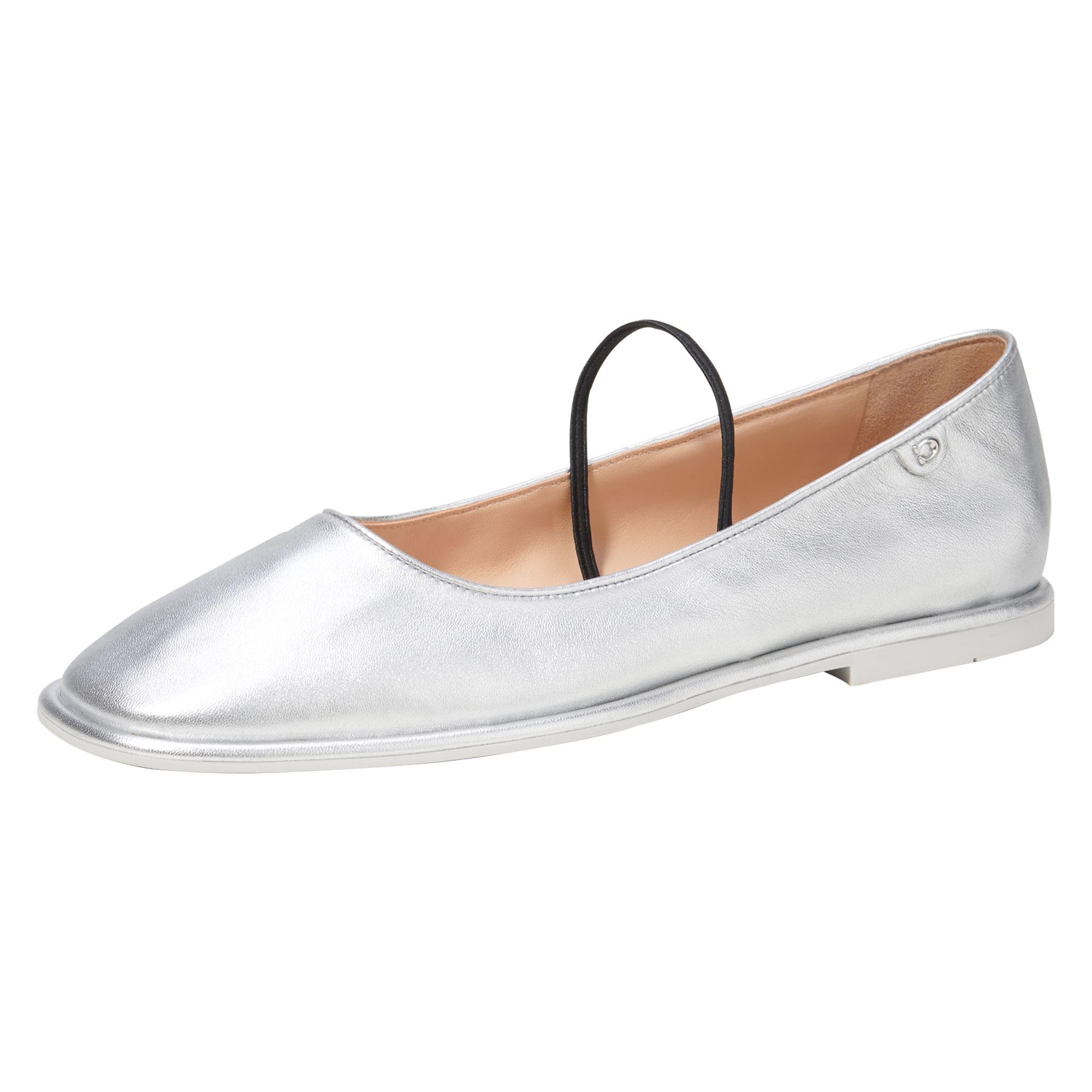 Coach Women's Emilia Mary Jane Flat, Silver, 8.5