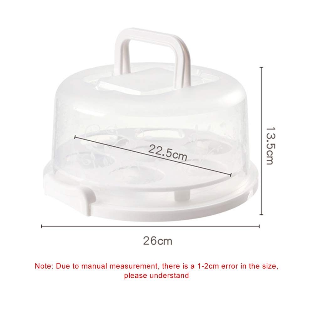 Cake Carrier Cover Cake Stand with Lid Dessert Serving Platter with Handle Cupcake Holder Pies Display with Base (White)