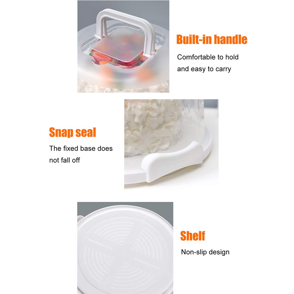 Cake Carrier Cover Cake Stand with Lid Dessert Serving Platter with Handle Cupcake Holder Pies Display with Base (White)