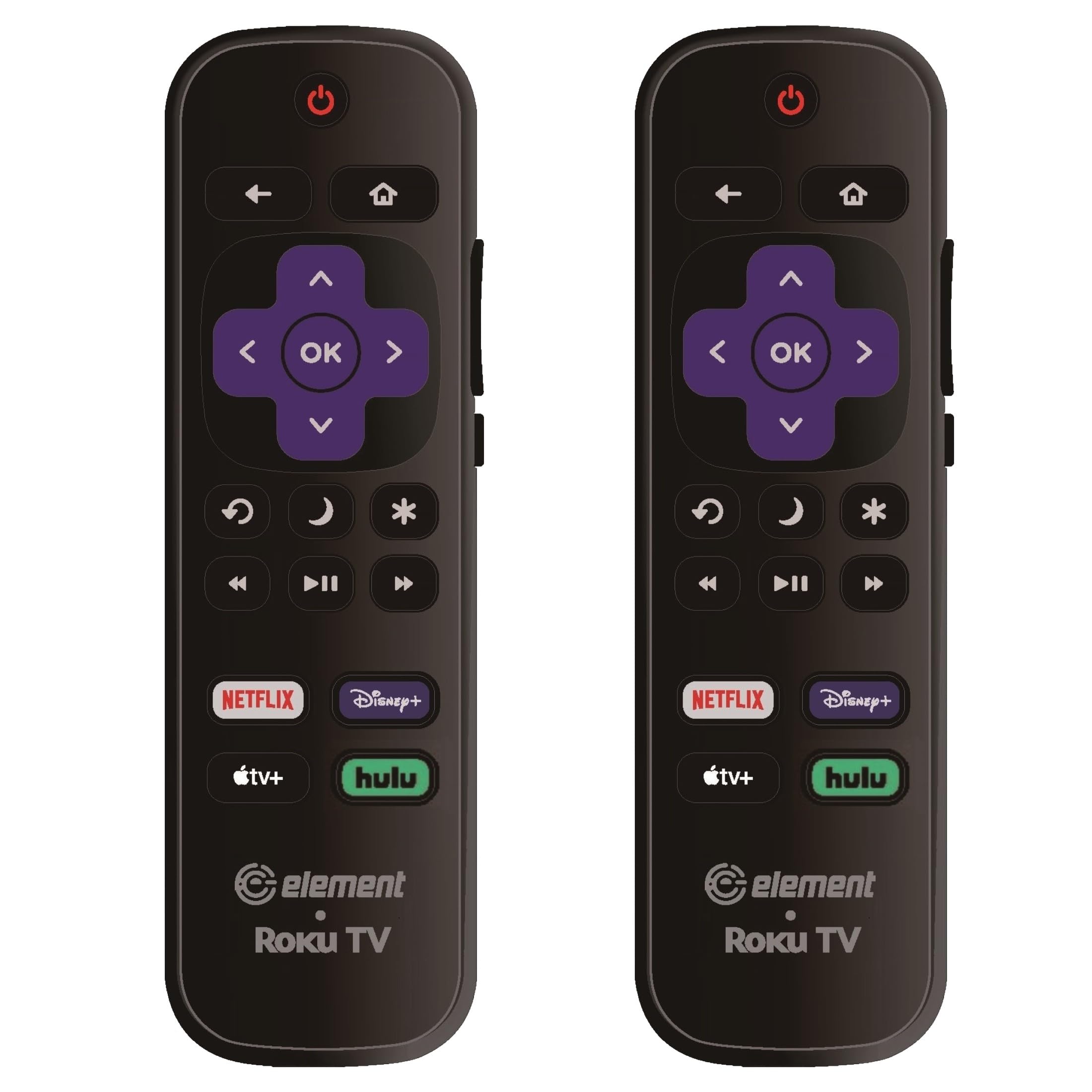 2 Pack - OEM Replacement Remote Control fit for All Element Roku TV Smart 4K Ultra HDTV 【Only Works with Element Roku TV, Not for Roku Stick and Roku Box】 (Netflix/Disney Plus/Apple TV+ / Hulu)