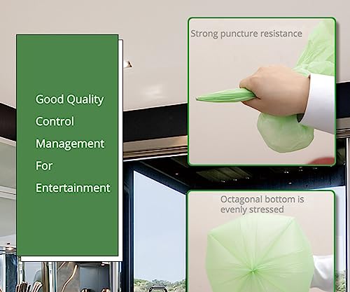 Biodegradable Extra Thick Rubbish Bags, Recyclable and Compostable Bin Liners for Kitchen Bathroom Office Car Pet (Green（2.6 gallon 2 rolls of 60 pcs）)