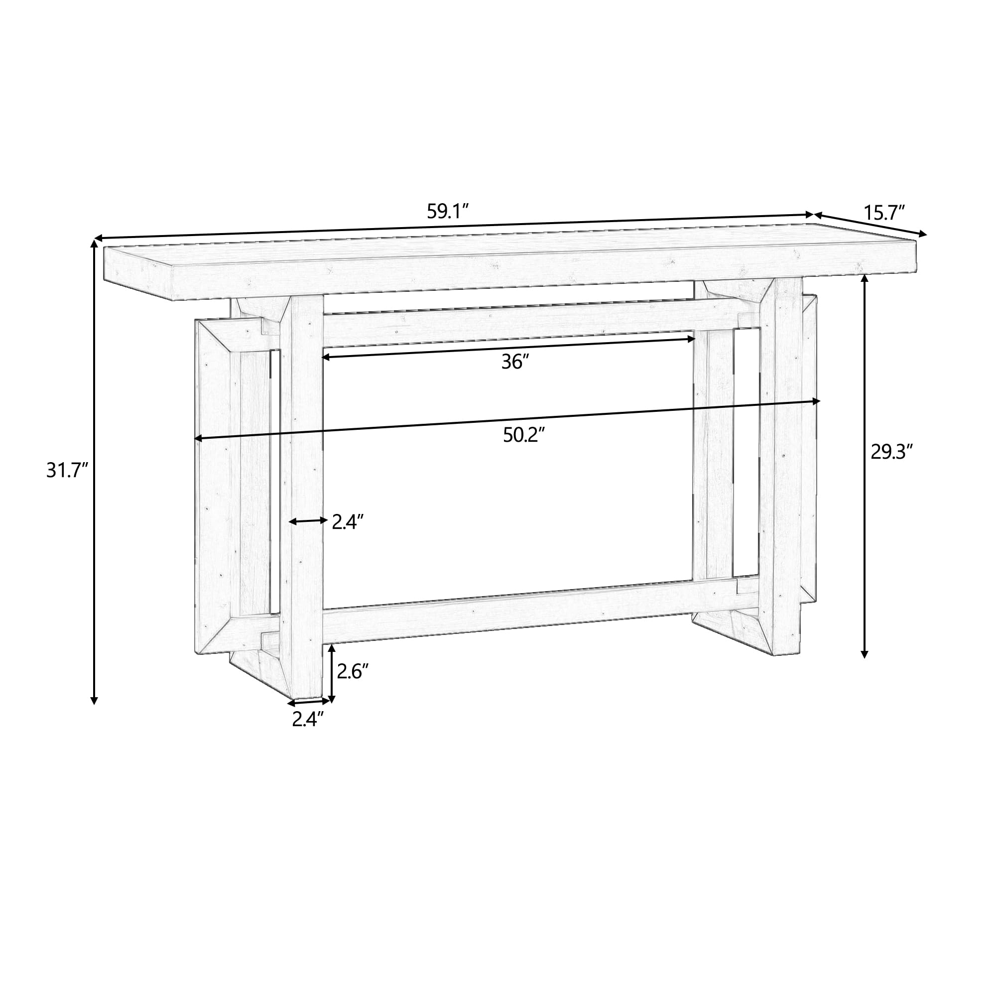 Contemporary Console Table with Industrial-inspired Concrete Wood Top, Accent Storage Cabinet Sofa Table, Buffet Storage Cabinet for Living Room Hallway Entryway Kitchen (Black + Solid Wood+MDF-O66)