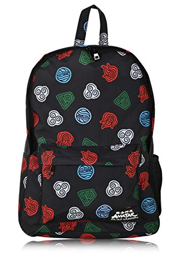 Nickelodeon Avatar the Last Airbender Backpack - Black Avatar the Last Airbender Aang Allover Knapsack