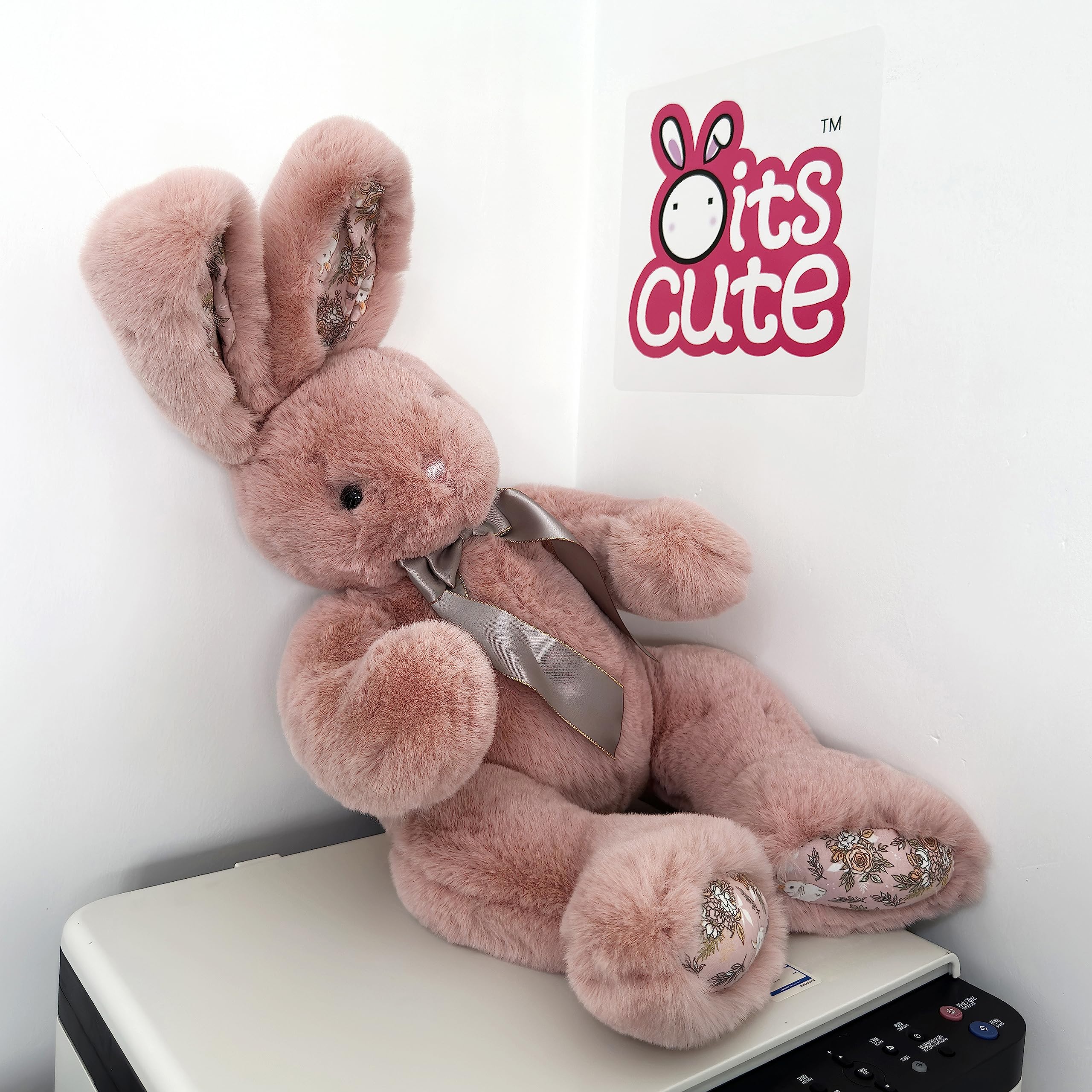 oitscute Faux-Fur 24" Cute Stuffed Animals Bunny Plush Toy for Girl,Baby,Kid (Pink)