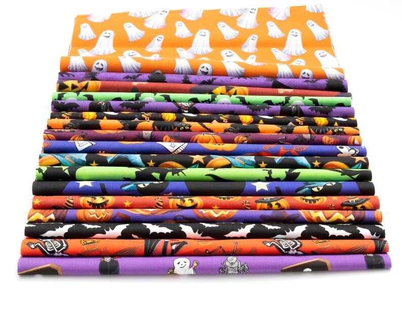 17 Piece Halloween 1 Jelly Roll 2.5"x44" pre-Cut 100% Cotton Fabric Quilting Strips, Halloween Fabric, Jelly Roll Fabric, Halloween Bundle Fabric, DIY Craft