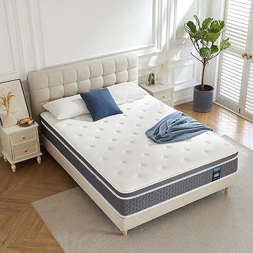 Beaullnuit Full Size Mattress,12 Inch Hybrid Mattress in a Box, Memory Foam with Pocket Springs for Pressure Relief and Motion Isolation,Medium Firm Mattress,CertiPUR-US Certified,120 Night Trial