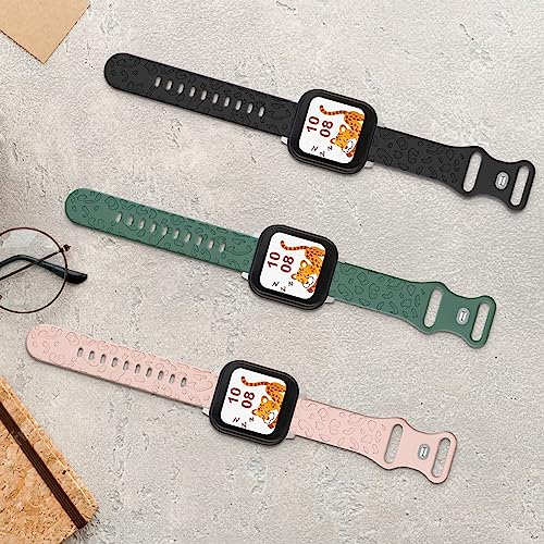 Ookids 3 Pack Leopard Engraved Bands Compatible with Verizon Gizmo Watch 1/2/3 Band Replacement for Boys Girls, Gabb Watch Strap SyncUP Kids Watch Band, 20mm Soft Silicone Sport Wristbands