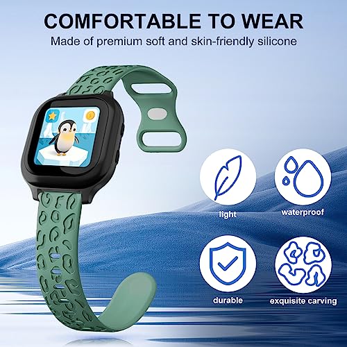 Ookids 3 Pack Leopard Engraved Bands Compatible with Verizon Gizmo Watch 1/2/3 Band Replacement for Boys Girls, Gabb Watch Strap SyncUP Kids Watch Band, 20mm Soft Silicone Sport Wristbands