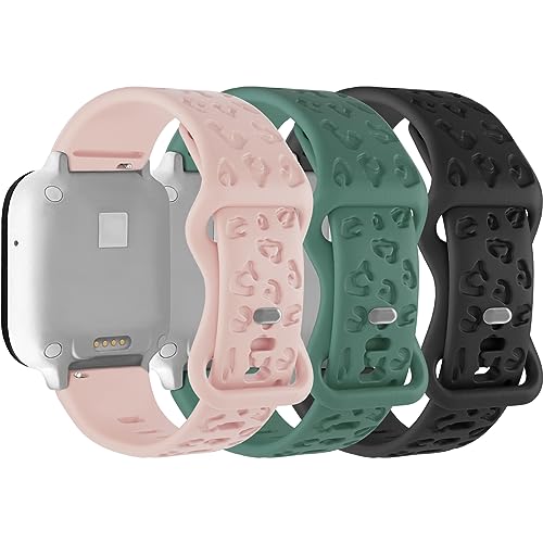 Ookids 3 Pack Leopard Engraved Bands Compatible with Verizon Gizmo Watch 1/2/3 Band Replacement for Boys Girls, Gabb Watch Strap SyncUP Kids Watch Band, 20mm Soft Silicone Sport Wristbands