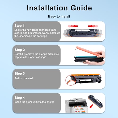 206X Toner Cartridges 4 Pack Compatible Replacement for HP 206X 206A Toner Works with HP Color Pro MFP M283fdw M283cdw M283fdn M282mw Pro M255dw M255nw M283 M255 Printer (with Chip)