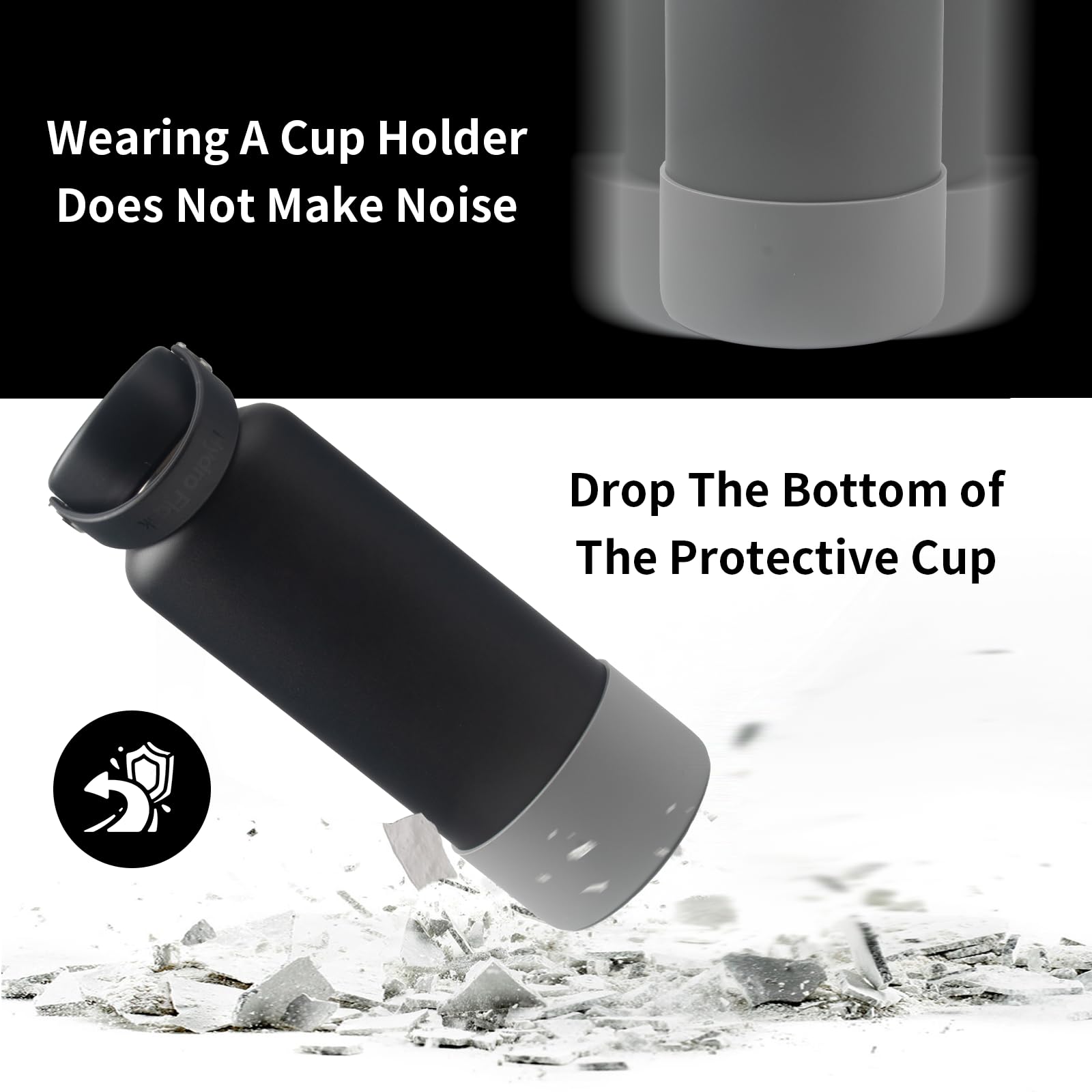 TFQXA1Z 4 Pack Silicone flask Boot, Protective Silicone Boot for 12oz - 40 oz, BPA Free Anti-Slip Water Bottle Sleeve for Stl Cup Accessories (Black)