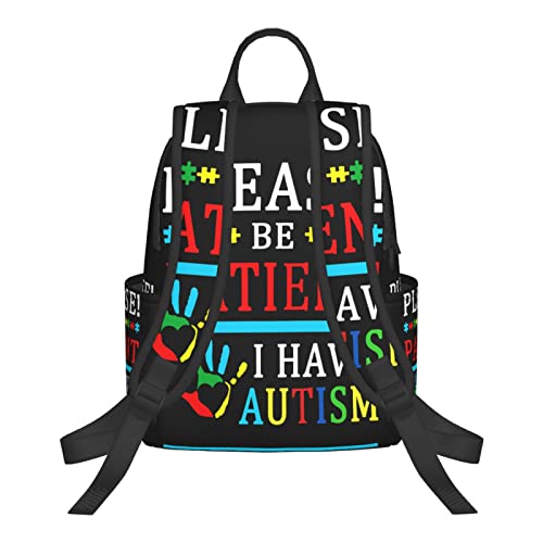 Please Be Patient I Have Autism Teenager Backpacks For Girls Boys Elementary School Bags For (Please Be Patient I Have Autism, One Size)