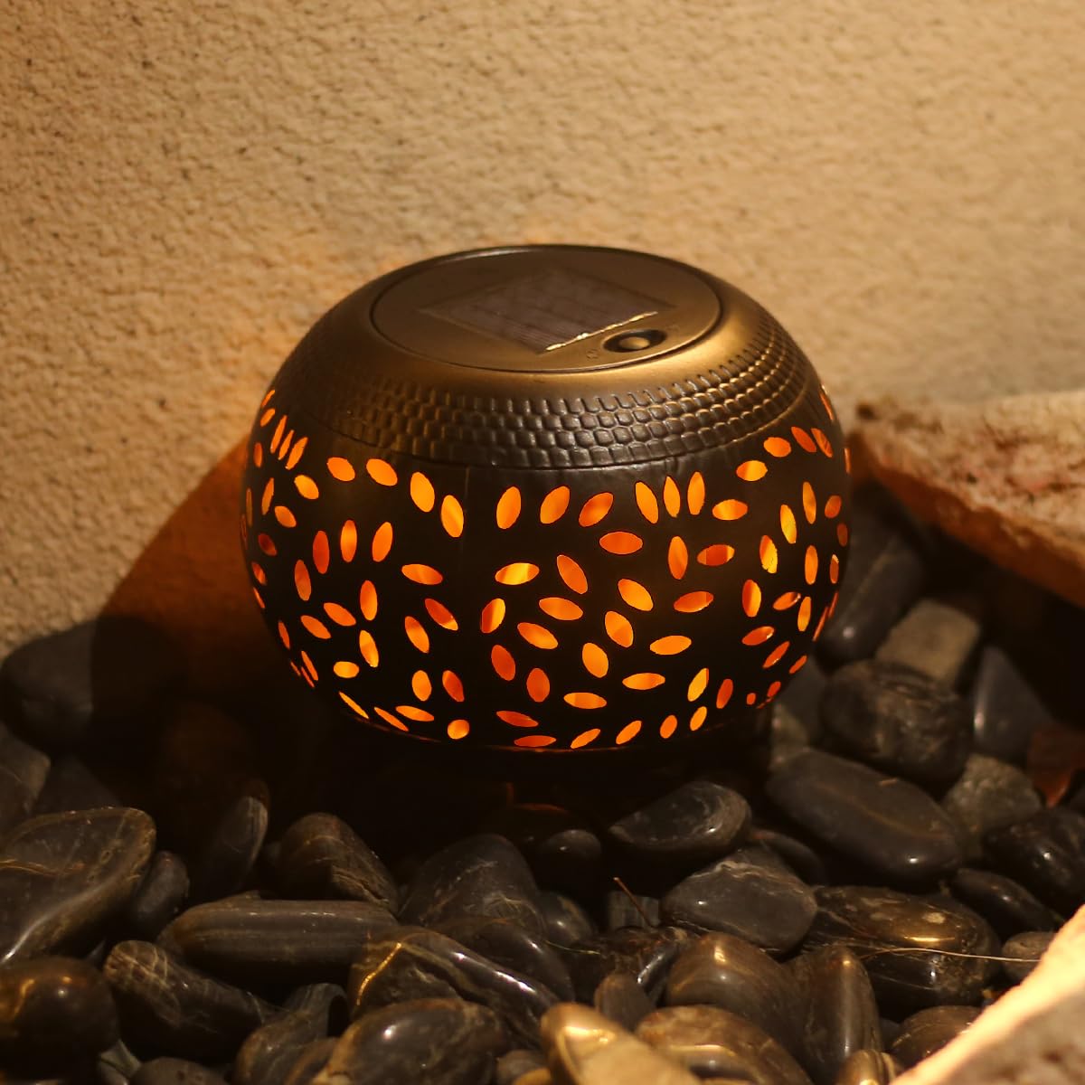 Solar Table Lights Outdoor Waterproof - 2 Pack Dancing Flickering Flame Lamp Black Metal Tabletop Light Solar Powered Decorative Lighting Lantern for Desk Bedroom Patio Garden Pathway Yard