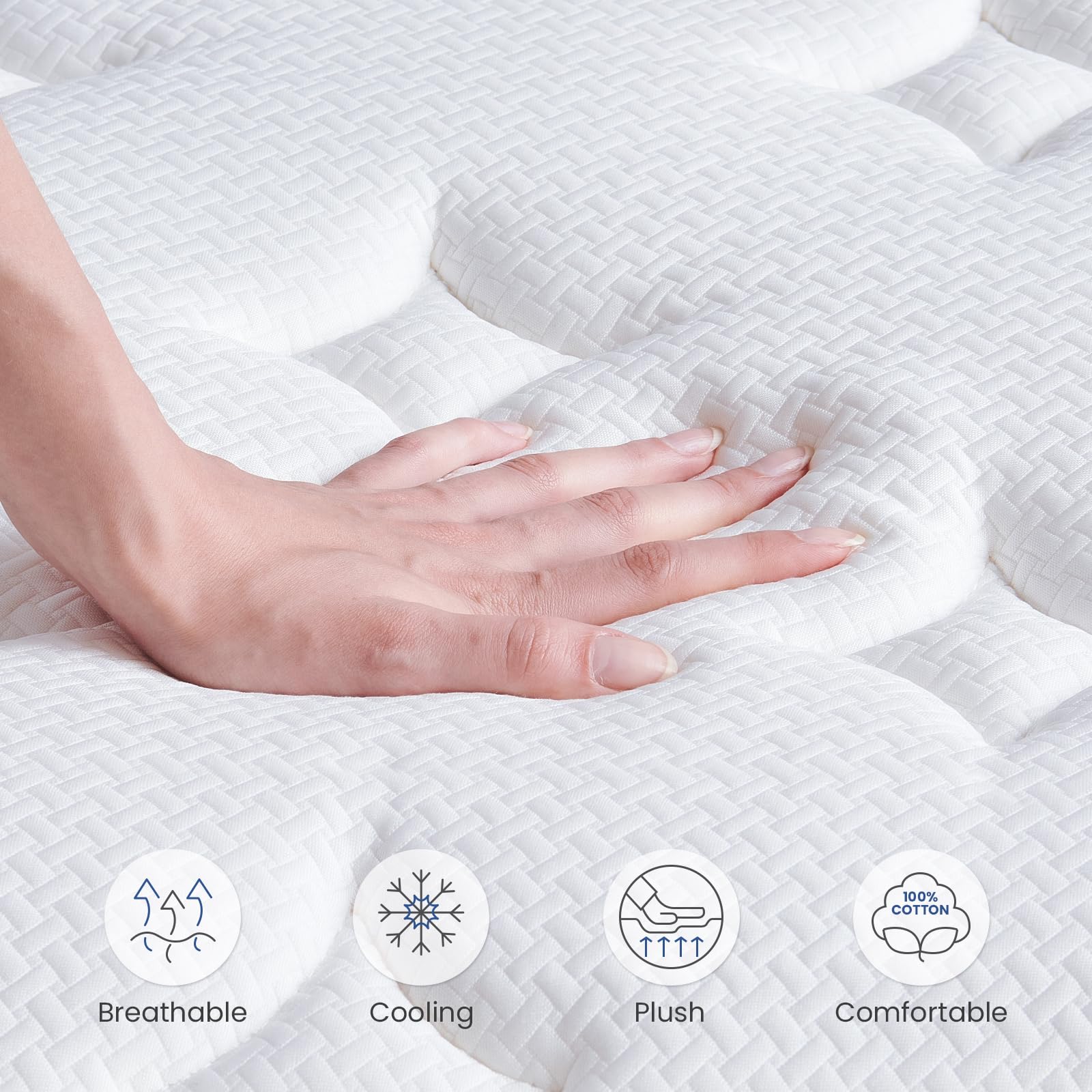 Dourxi Queen Size Mattresses, 14 Inch Queen Size Mattress in a Box with Gel Memory Foam, Individually Pocketed Springs for Pressure Relief and Back Pain Relief - Plush