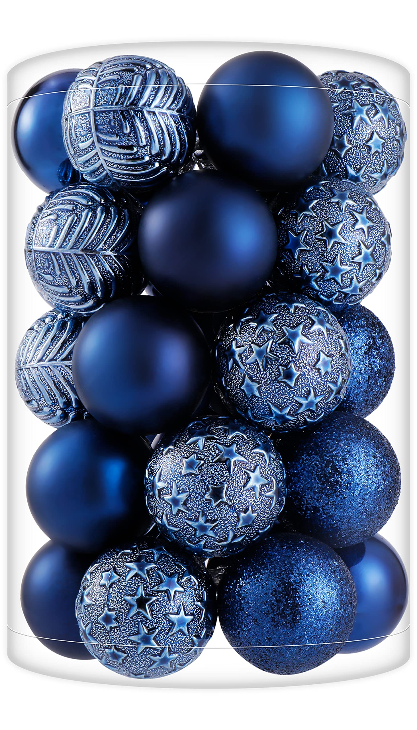 34ct Navy Blue Mini Christmas Ball Ornaments Shatterproof Plastic Christmas Tree Decorations for Xmas Party Home Office Holiday Halloween Decor -Small Size (1.57"/ 40mm)