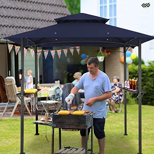 MEWAY 8x5 Outdoor Grill Gazebo Canopy, BBQ Canopy Gazebo Tent for Patio,Barbecue,Navy