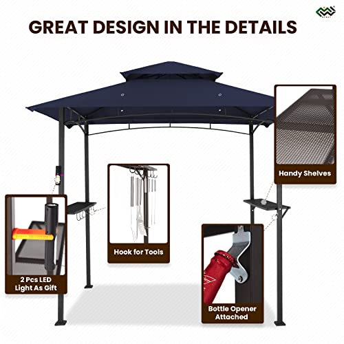MEWAY 8x5 Outdoor Grill Gazebo Canopy, BBQ Canopy Gazebo Tent for Patio,Barbecue,Navy