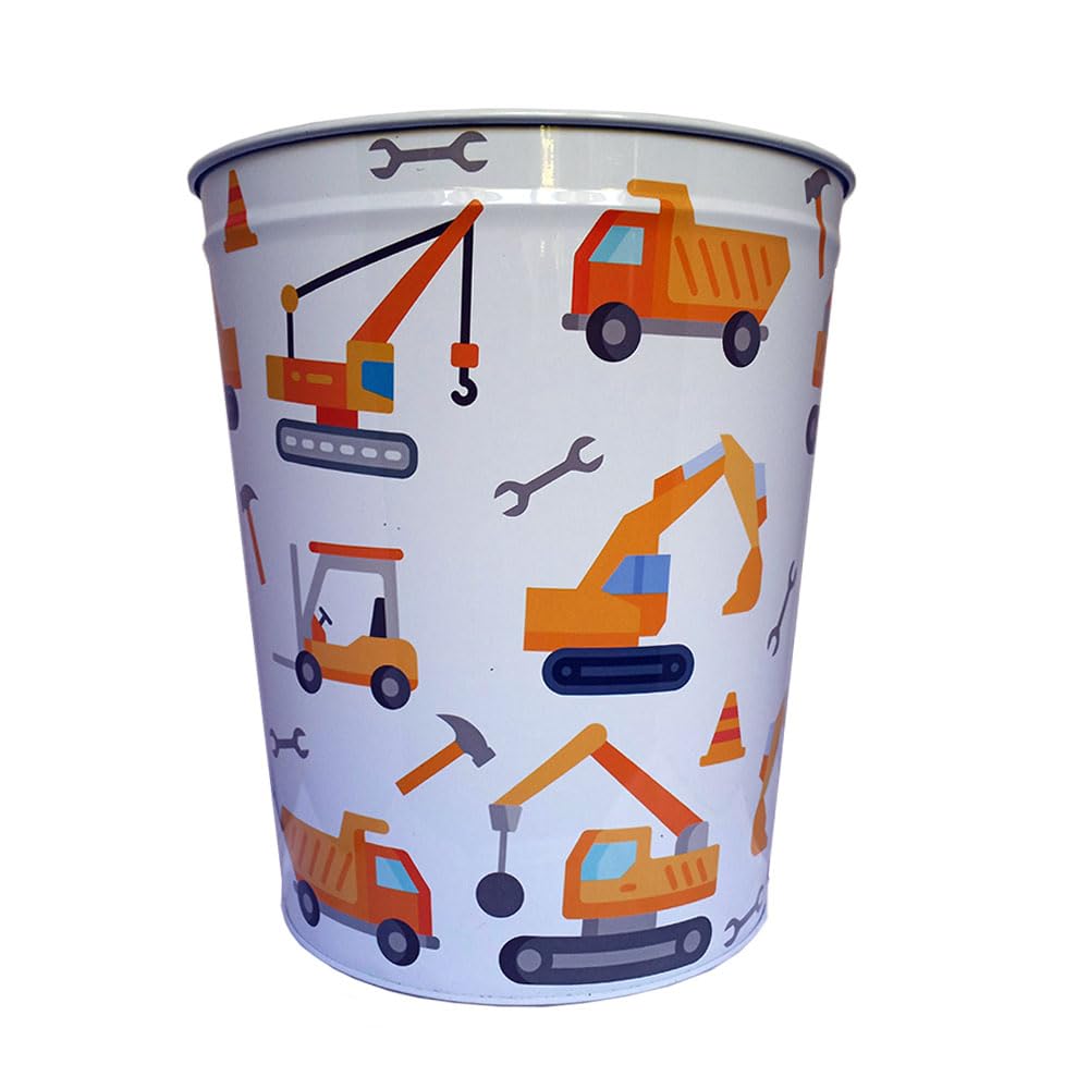Construction Trucks Waste Basket Trash Can Bin - Kids Bath Bathroom Bedroom