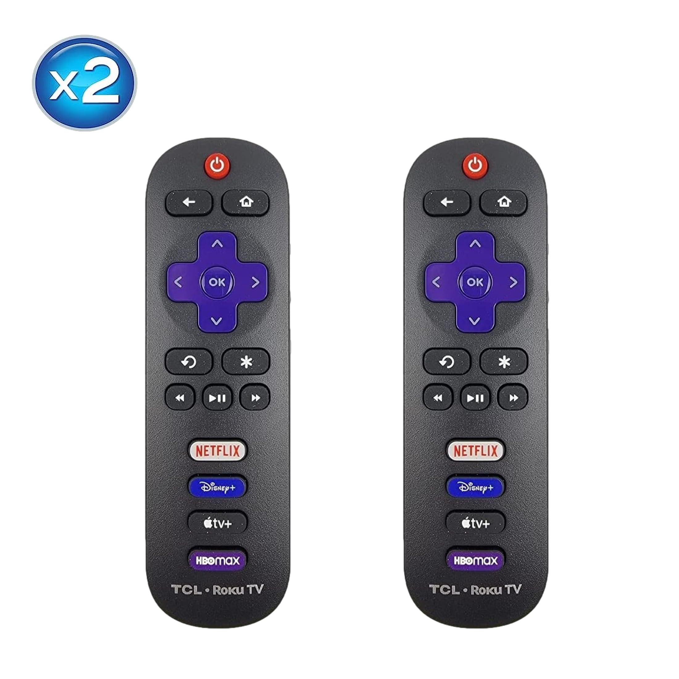 2 Pack - OEM Replacement Remote Control fit for All TCL Roku Smart TVs - Netflix/Disney Plus/Apple TV+ / HBO Max
