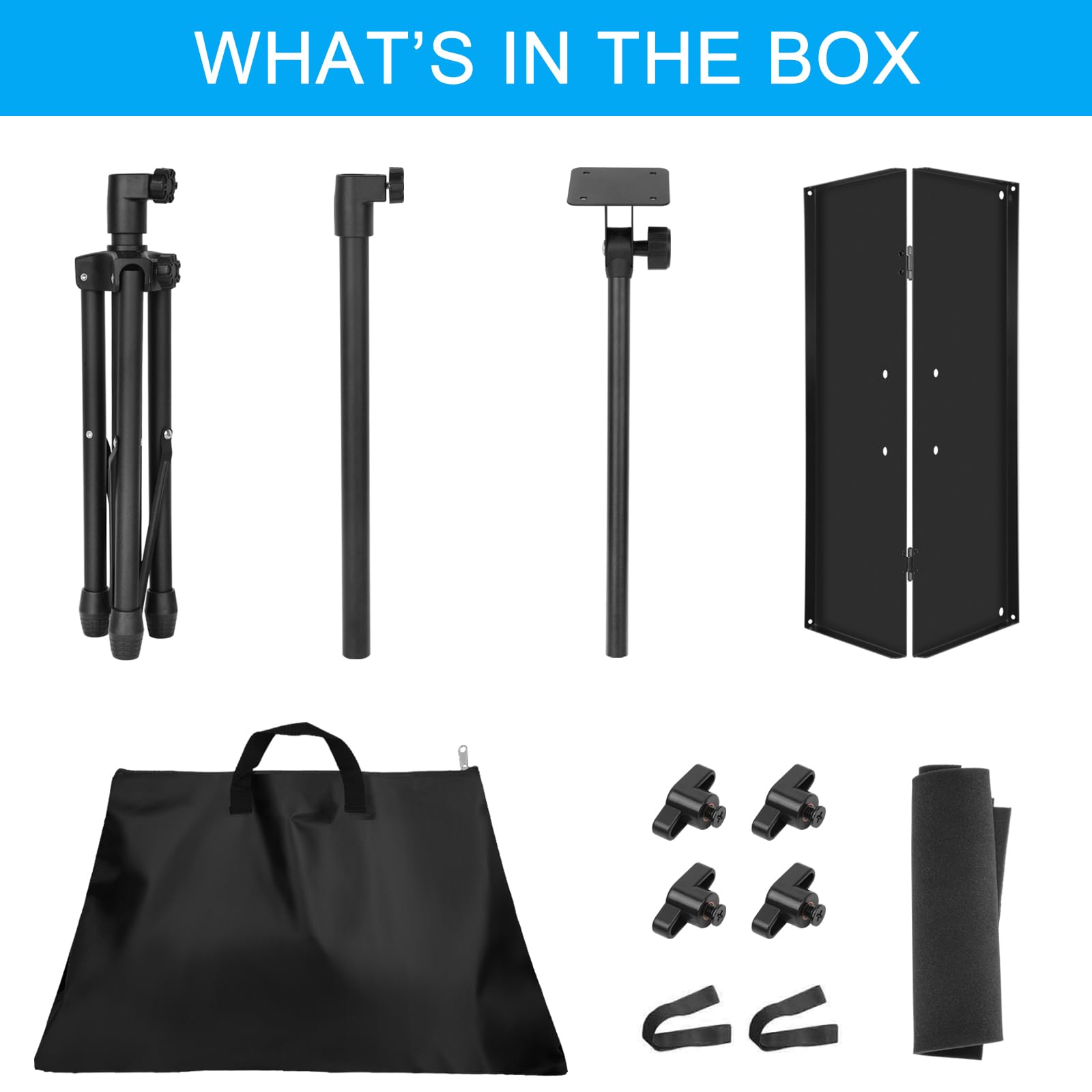Borrow Sky Projector Stand, Portable Laptop Stand Adjustable Height from 22” to 49.2”, 15” x 11.2” Tray, 180 Degrees Tilting, Projector Tripod Stand for Office, Home, Stage, DJ Rack, Carry Bag