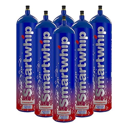Smart Whip Whipped Cream Chargers - Pure N2O Whipped Cream Cylinder -Liter Nitrous Oxide Chargers (640 gram) Compatible with Cream Whippers - 1 Carton (3 Count Display) (Strawberry Flavor)
