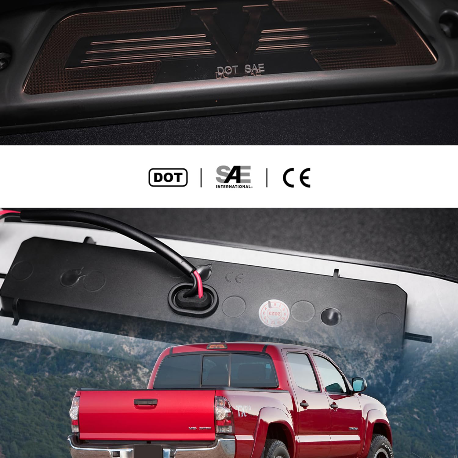 NSLUMO Led Third Brake Light Replacement for To-yo-ta 1995-2015 Tacoma, 2016-2023 Tacoma Access Cab N300 LED 3rd Brake Center High Mount Stop Lamp Smoked Lens Red CHMSL 8157004030