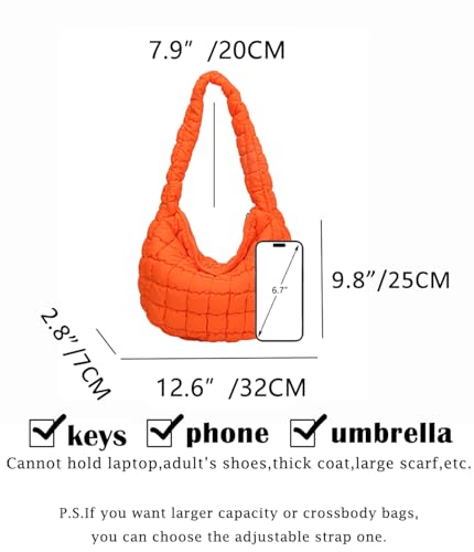 Quilted Tote for Women - Puffer Lightweight Padding Shoulder Hobo Satchel Handbag Cloud Bag With Zip 2024