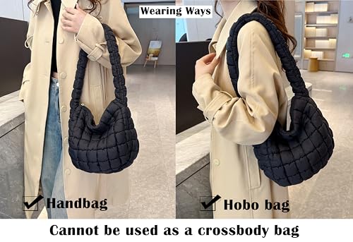 Quilted Tote for Women - Puffer Lightweight Padding Shoulder Hobo Satchel Handbag Cloud Bag With Zip 2024