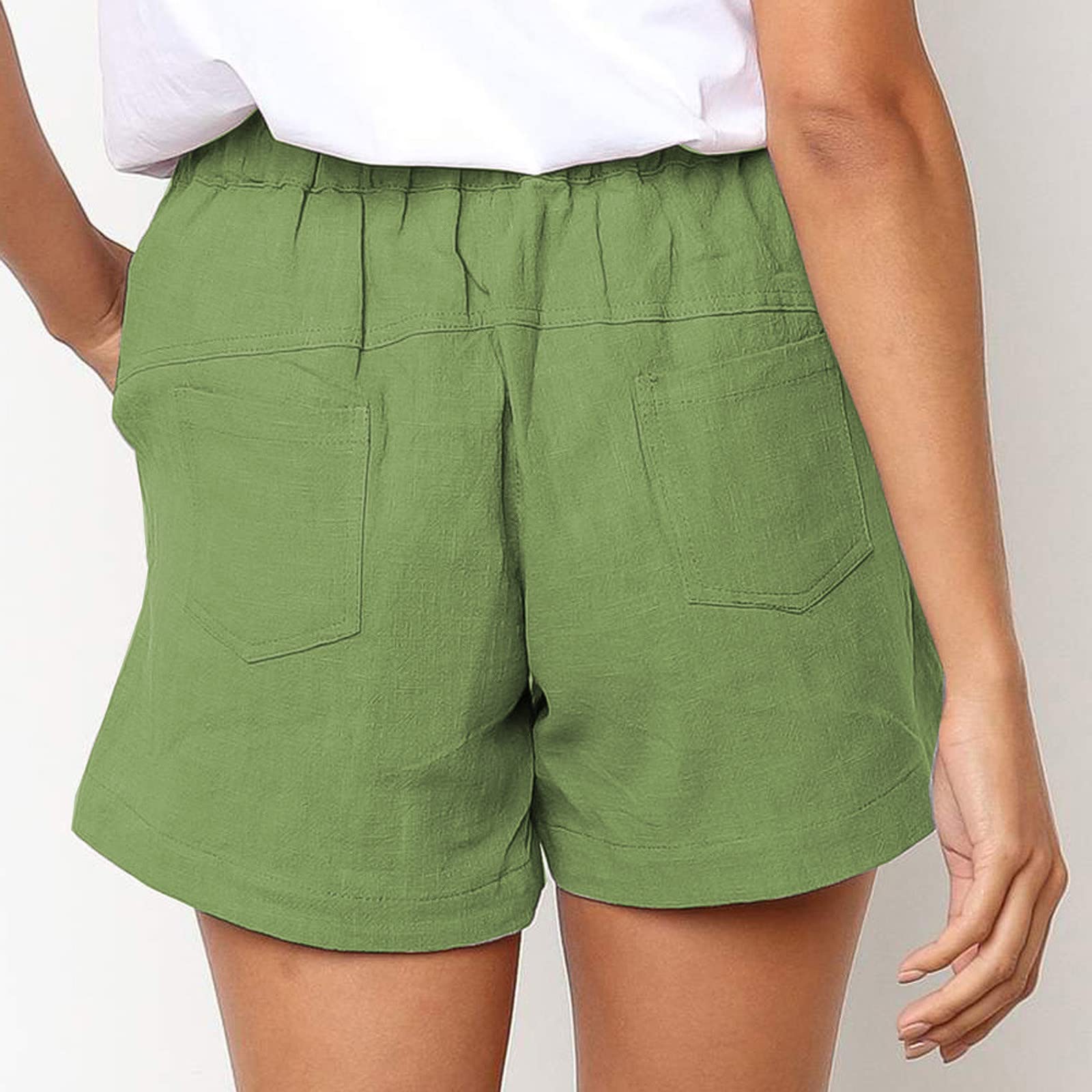 Plus Size Shorts for Women Shorts for Women Trendy High Waisted Drawstring Shorts Casual Loose Fit Summer Short Pants with Pockets Green 2X