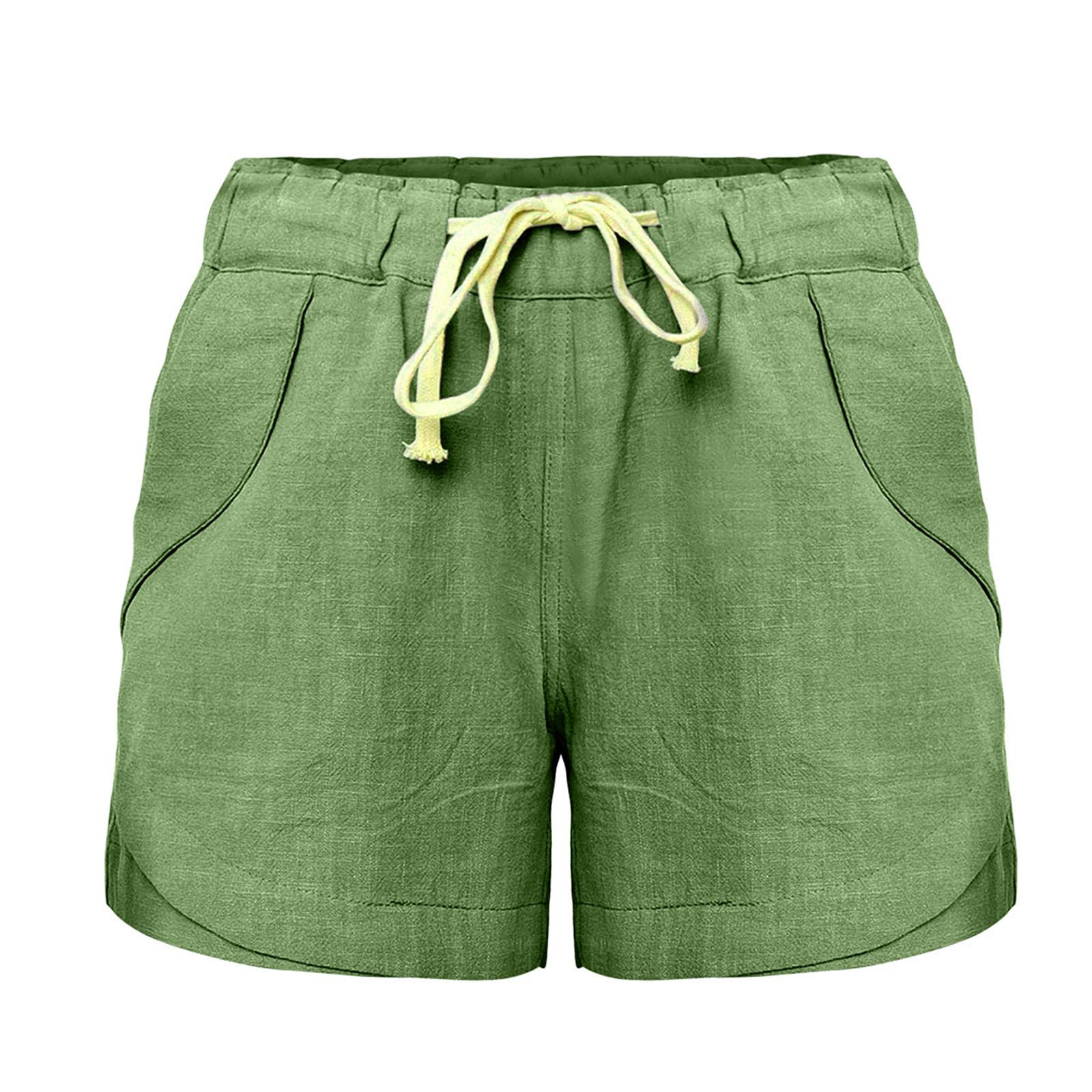 Plus Size Shorts for Women Shorts for Women Trendy High Waisted Drawstring Shorts Casual Loose Fit Summer Short Pants with Pockets Green 2X