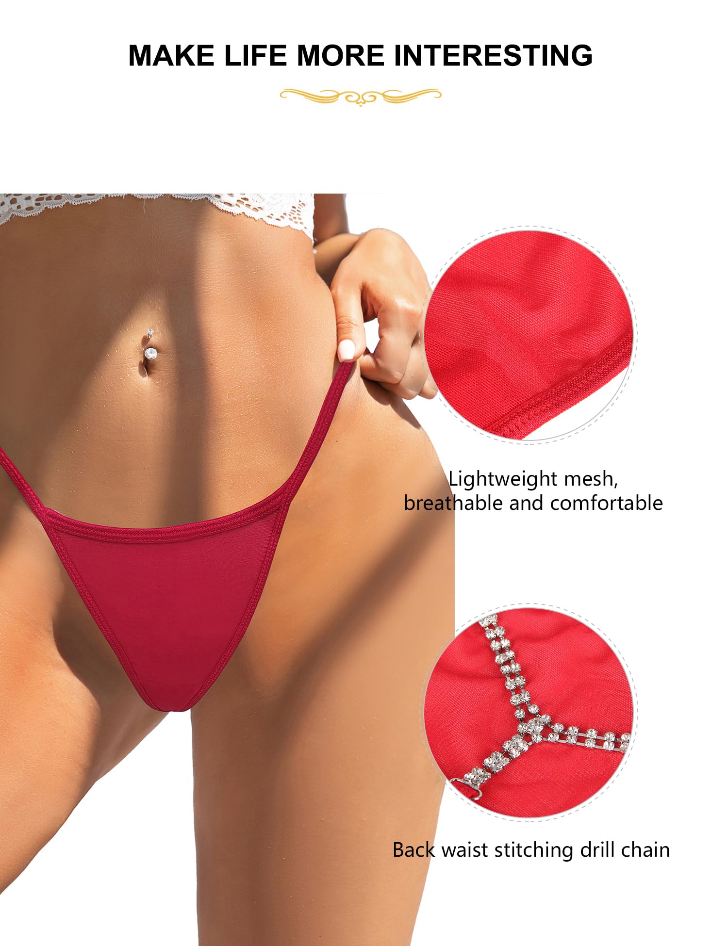 ohyeah G String Thongs for Women Black Plus Size Lace Thong Underwear Lace Cheeky Panties T-back Tangas Micro Thong 2 Pack