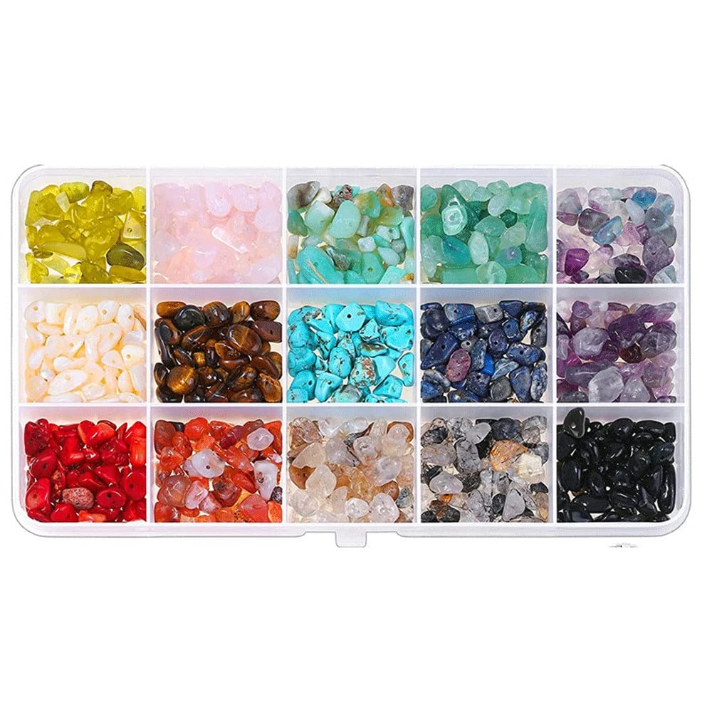 Marycan Irregular Chips Stone Beads Natural Gemstone Beads Kit with Earring Hooks Spacer Beads Pendants Charms Jump Rings for DIY Jewelry Necklace Bracelet Earring Making for All People