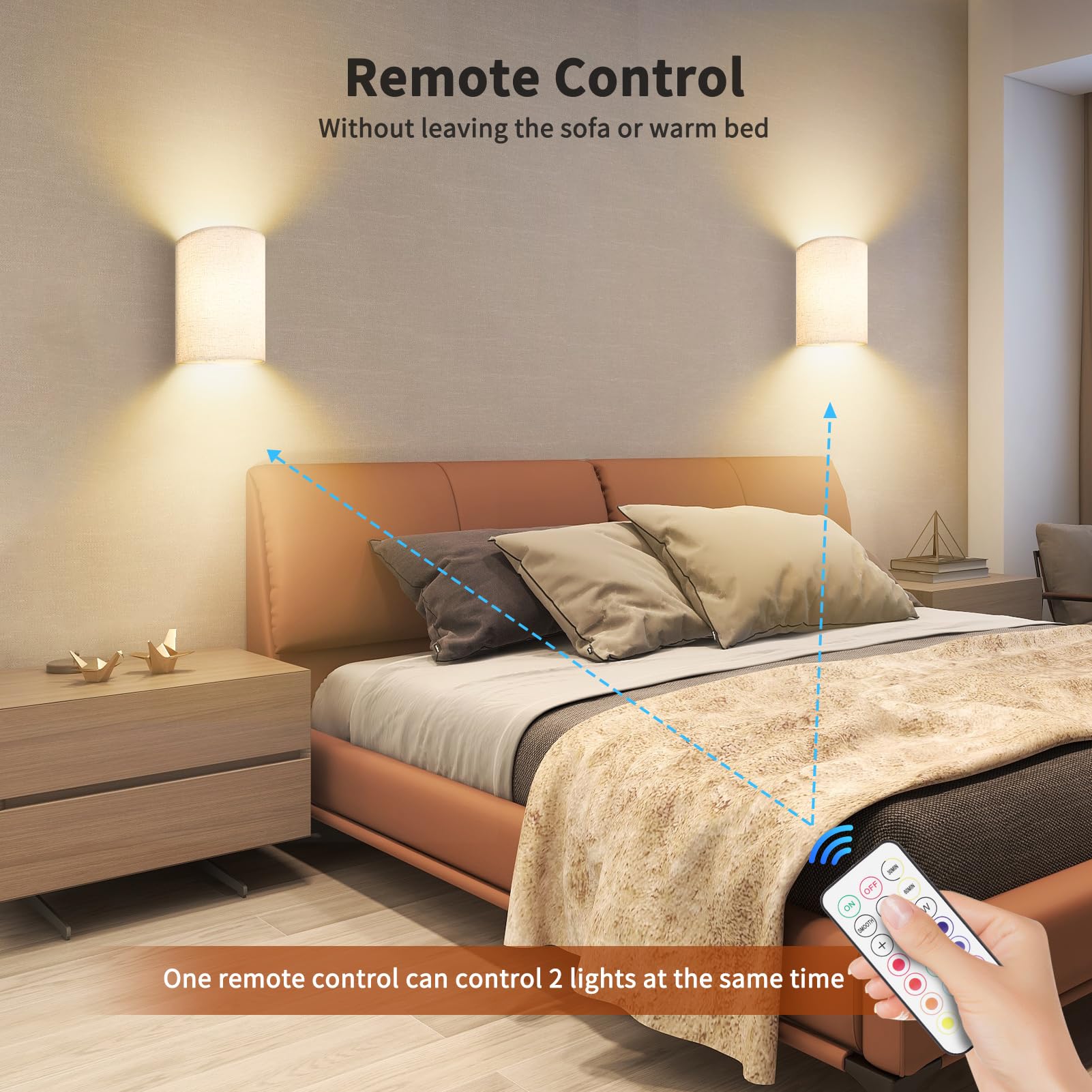 Facaimo RGB Wall Sconces Set of Two, Battery Rechargeable Wall Lighting with Remote Control, Cordless Wall Lamp Sconces Dimmable Magnetic Wall Sconce for Bedroom Living Room Hallway