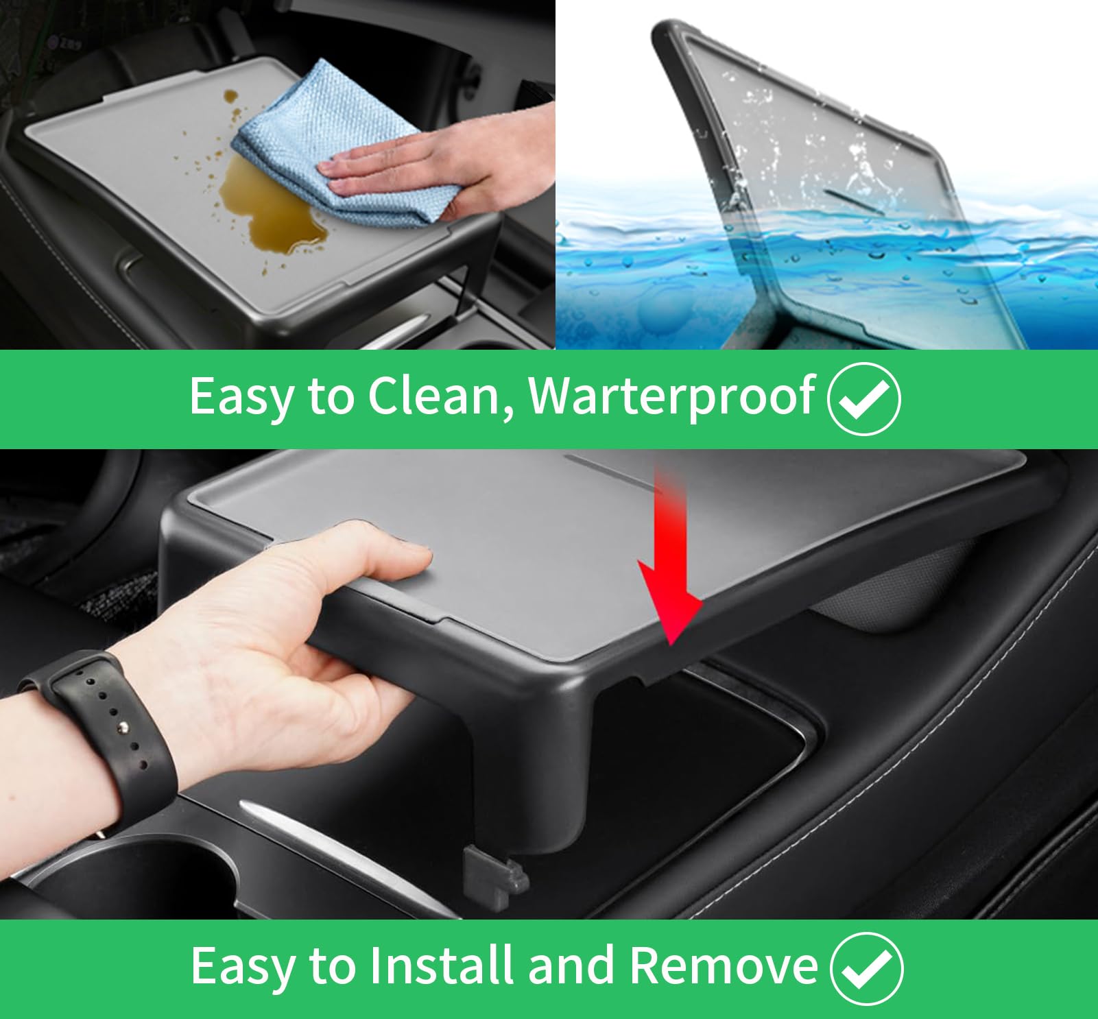 FanpBow Tesla Model 3 Model Y Center Console Desk, Tesla Table for Eating, Stable Working & Food Eating Table for Tesla Car, Holding Your Essentials During Road Trips, Autopilot (Fit 2023 2022 2021)