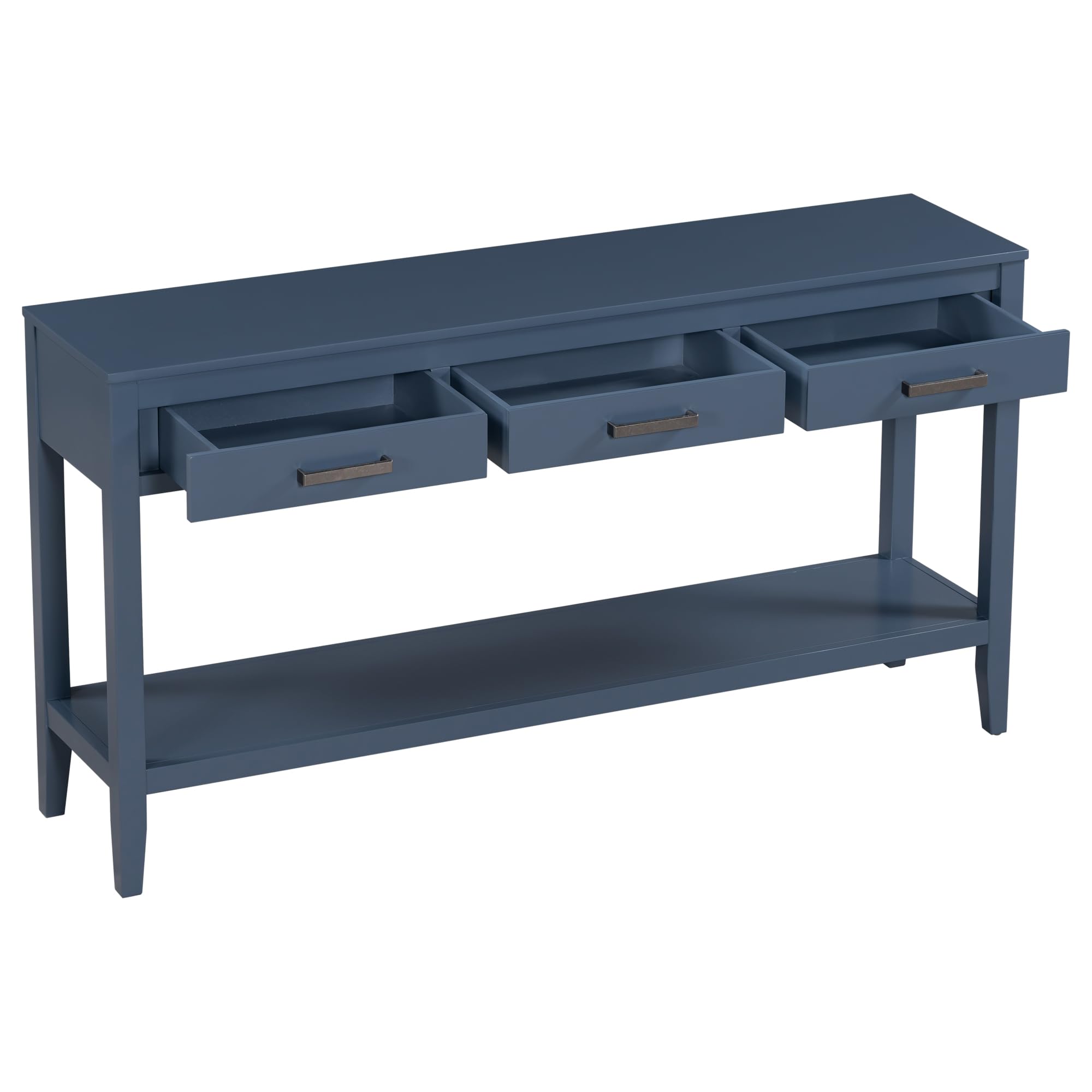 Modern 3-Drawer Console Table with 1 Shelf,Solid Wood Entryway Sofa Side Table for Hallway, Living Room, Foyer, Corridor, Easy to Assemble (Blue#3-Drawer)