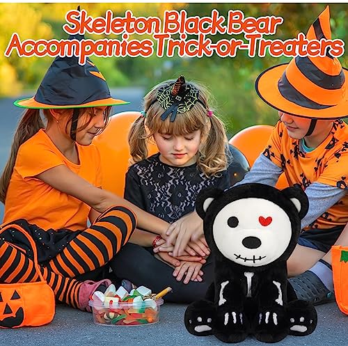 JIZWPOOM Black Teddy Bear Plush, Teddy Bear Stuffed Animals Goth Plush Teddy Bear, Cute Black Bear Toy Stuffed Bear Plushies Gift for Kids Birthday Decoration